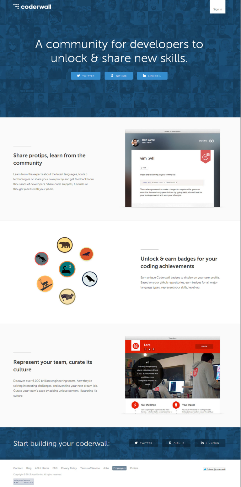 Coderwall - Flat UI Design Trends